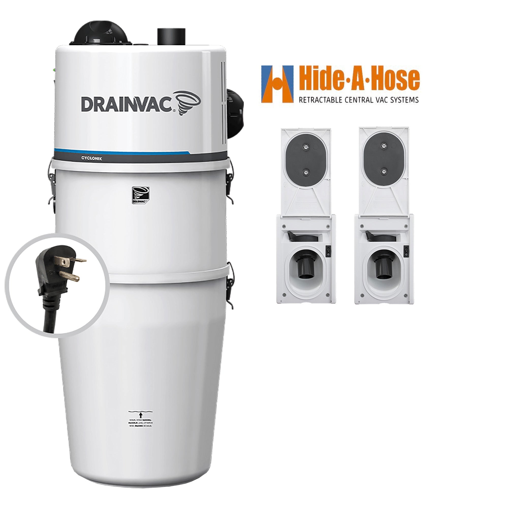 DrainVac DV1R15-CT Central Vacuum with Hide-A-Hose